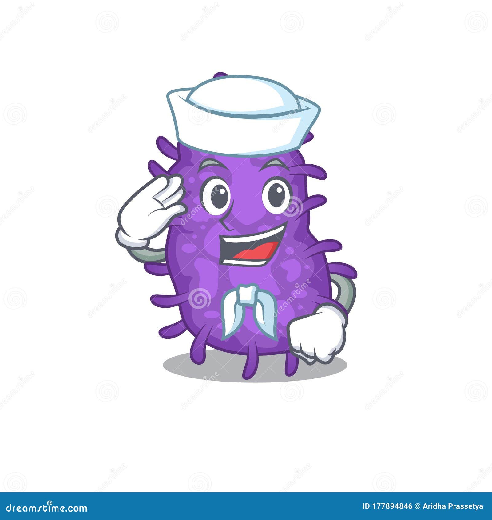 Sailor Cartoon Character of Bacteria Bacilli with White Hat Stock ...