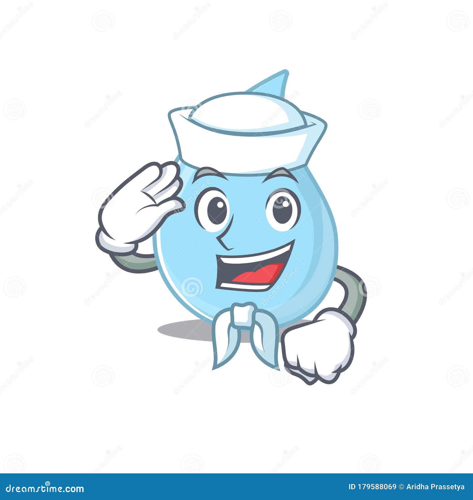 Sailor Cartoon Character of Raindrop with White Hat Stock Vector ...