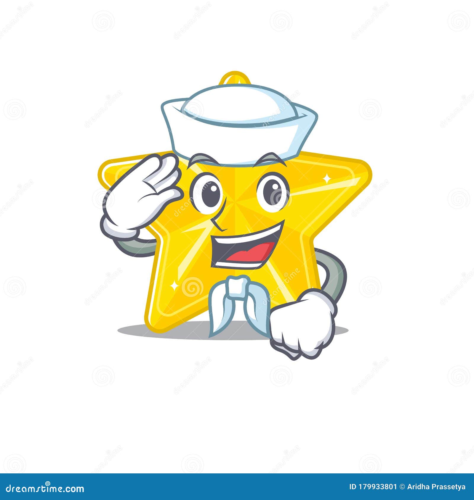Sailor Cartoon Character of Shiny Star with White Hat Stock Vector ...