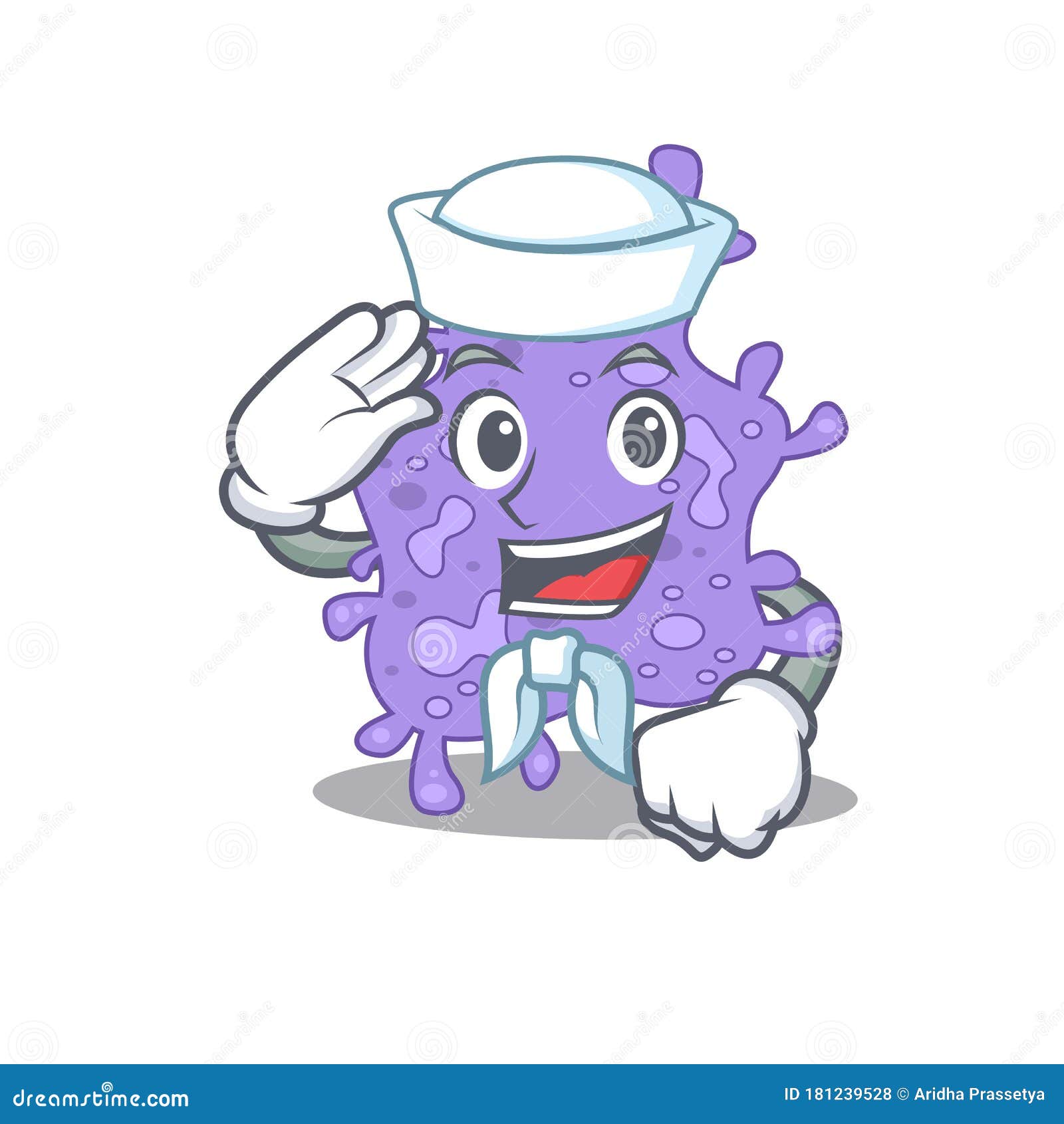 Sailor Cartoon Character of Staphylococcus Aureus with White Hat Stock ...