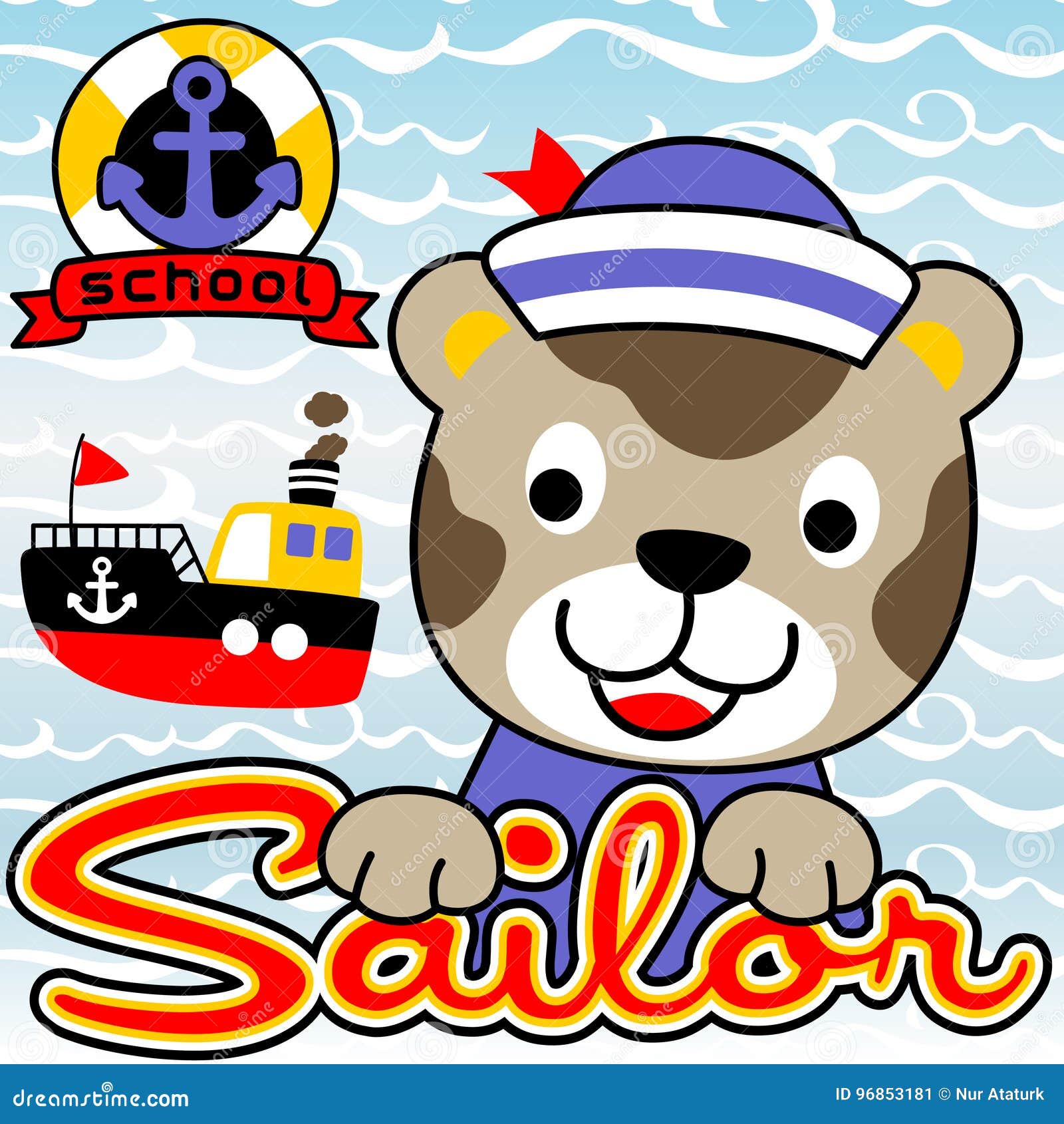 Sailor cat cartoon stock vector. Illustration of badge - 96853181