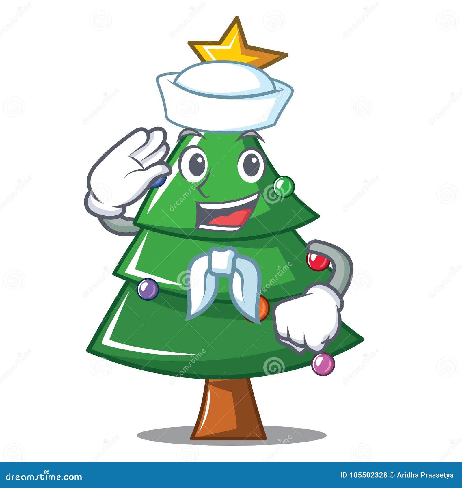 Sailor Christmas Tree Character Cartoon Stock Vector - Illustration of ...