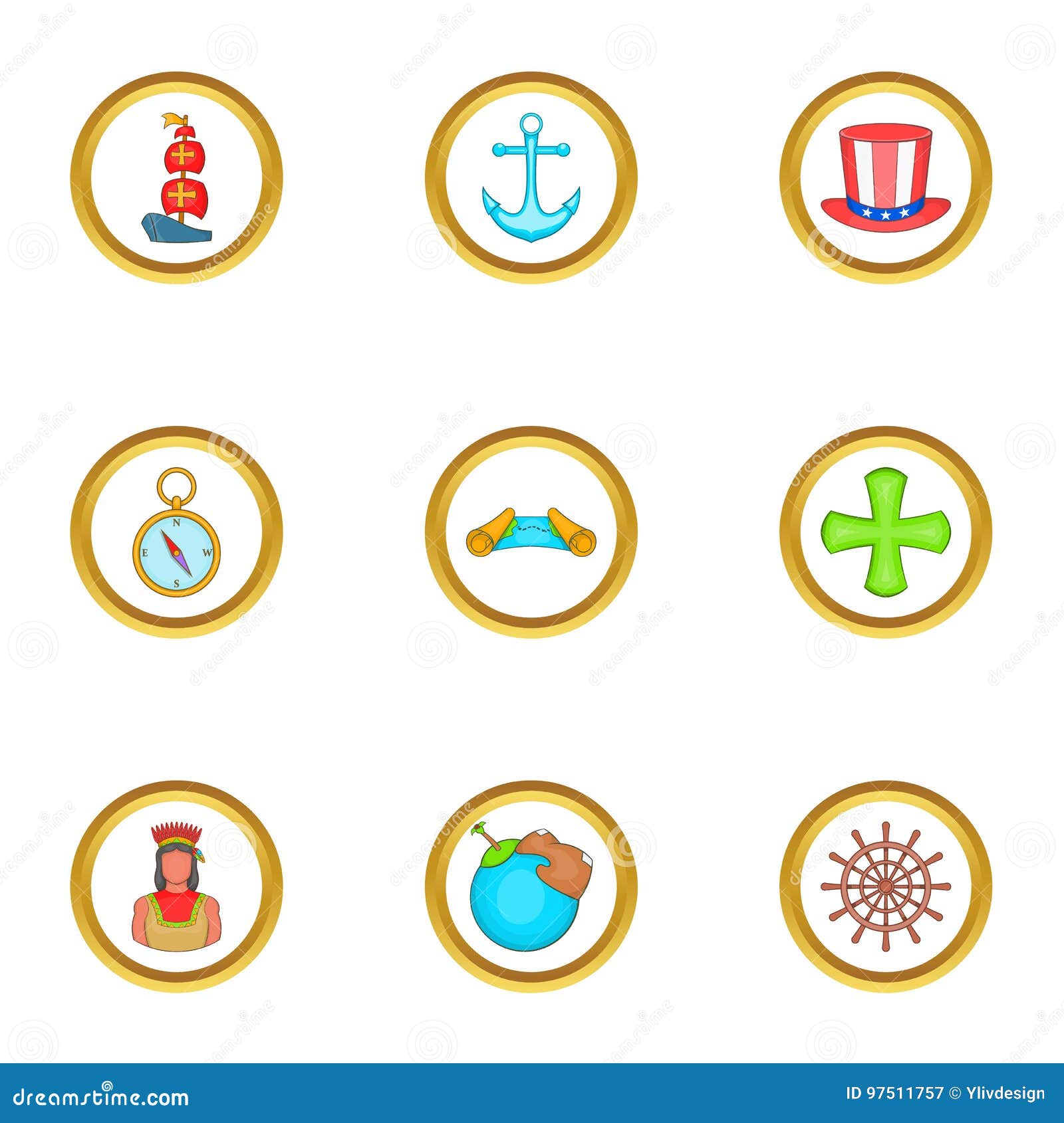 Sailor Day Icons Set, Cartoon Style Stock Vector - Illustration of ...