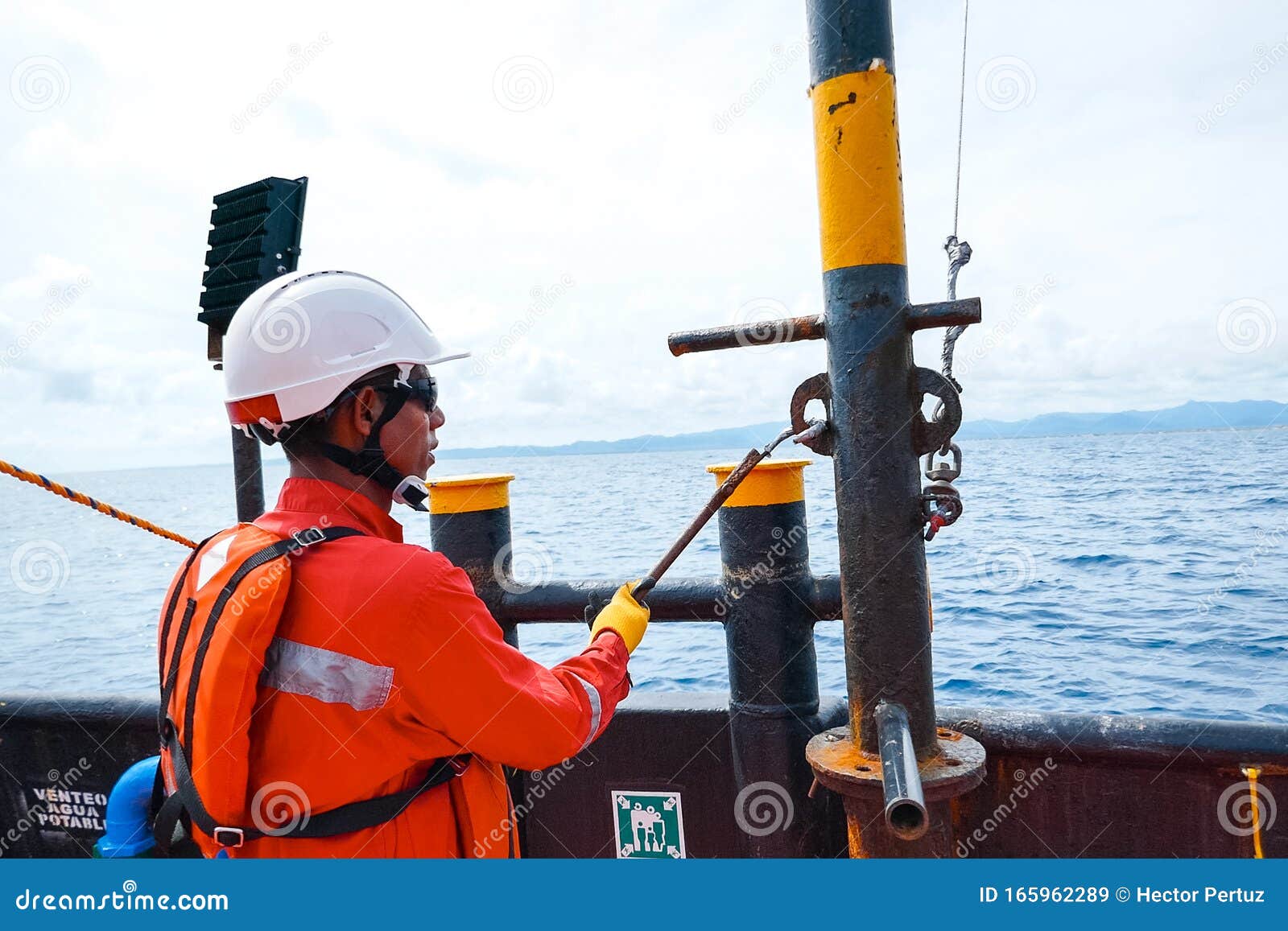 Sailor Doing Repairs on Industrial Ship Stock Image - Image of horizon ...