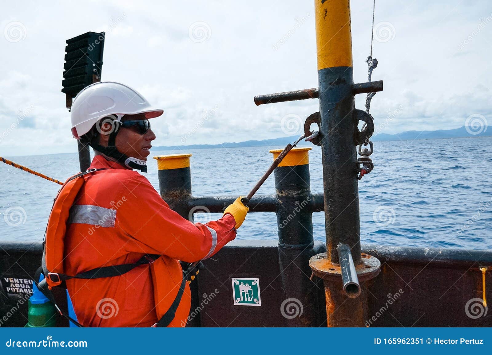 Sailor Doing Repairs on Industrial Ship Stock Image - Image of ...