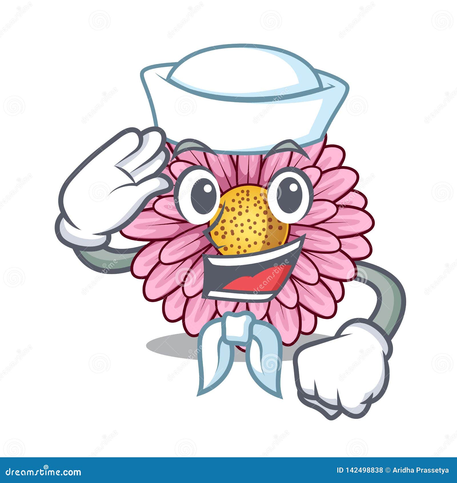 Sailor Gerbera Flower Pot Above Character Table Stock Vector ...