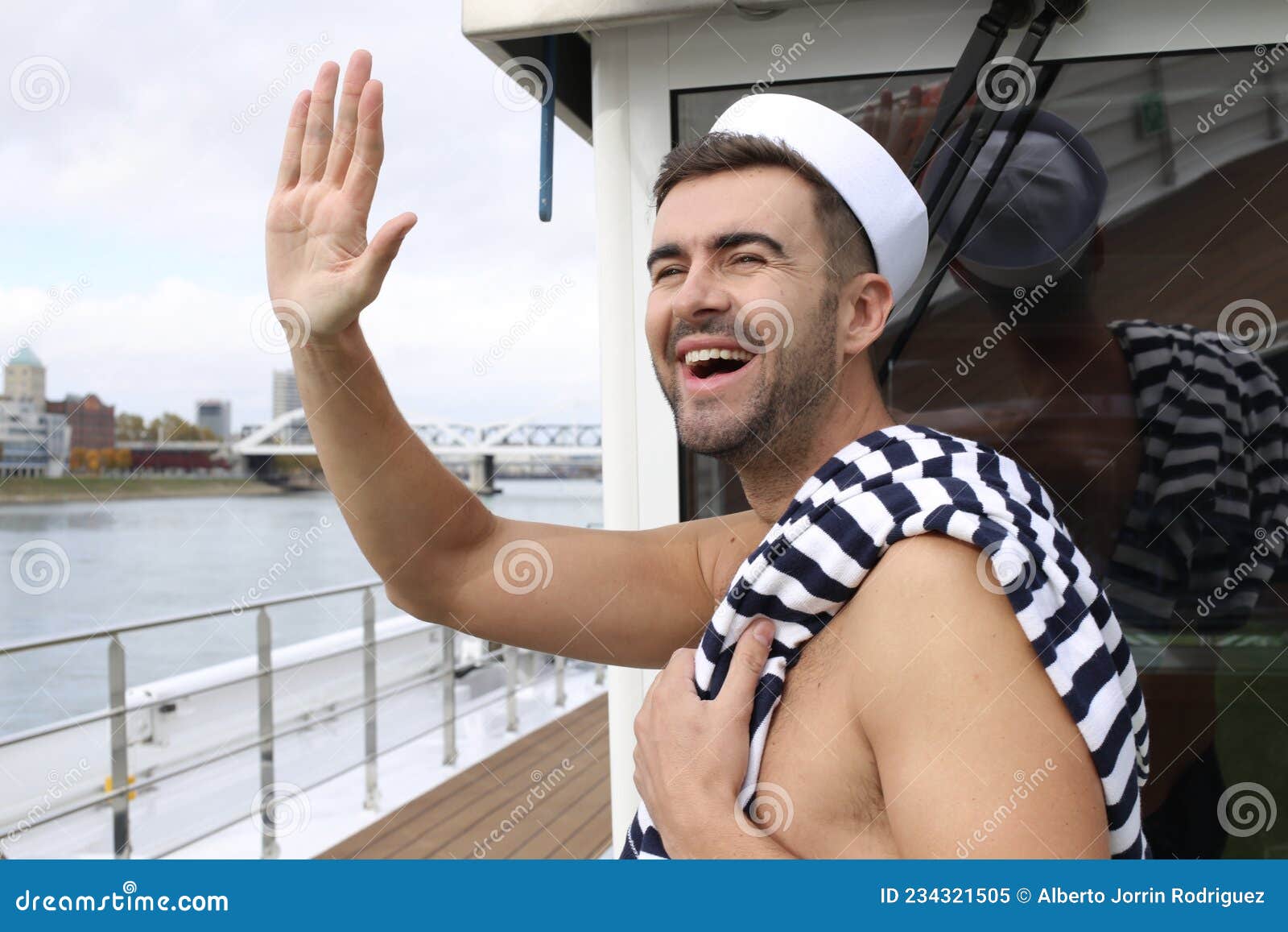 Sailor Greeting with Hand Gesture Stock Image - Image of cute, hello ...