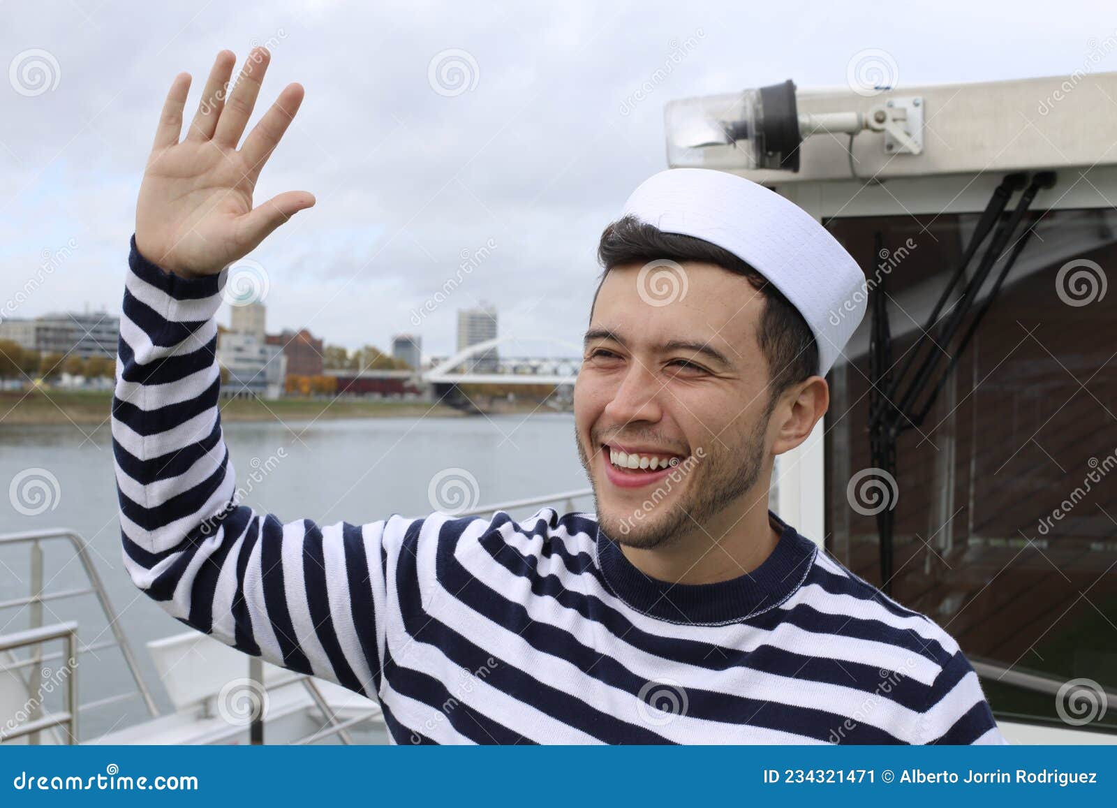 Sailor Greeting with Hand Gesture Stock Image - Image of goodbye, hello ...