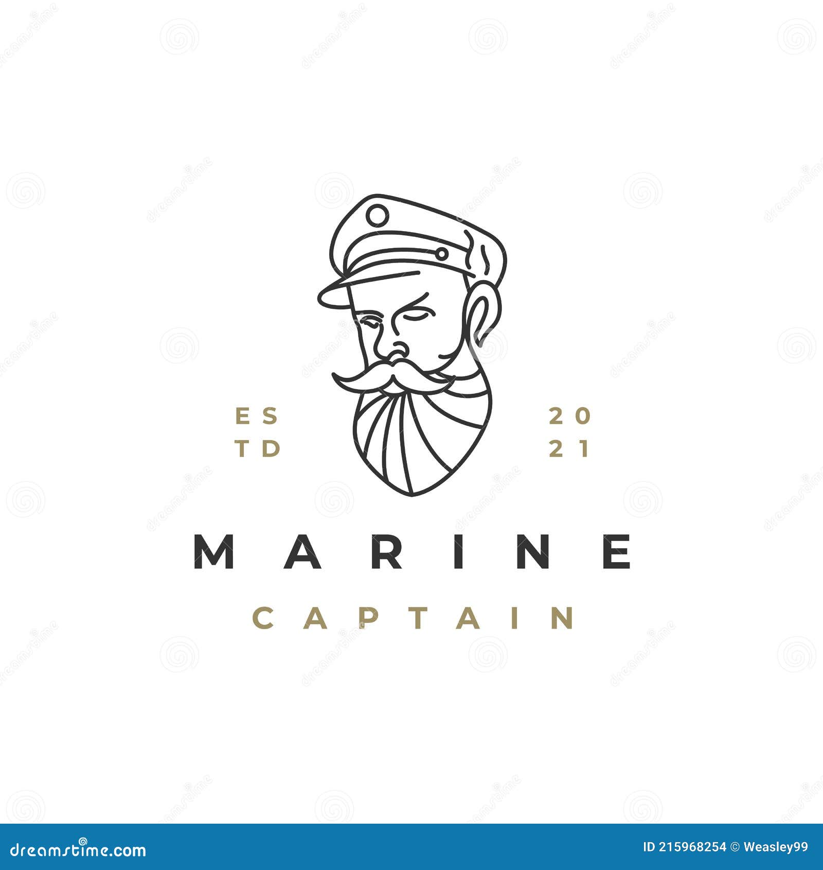 Sailor, Line Art Ship Captain Logo Design Vector | CartoonDealer.com ...