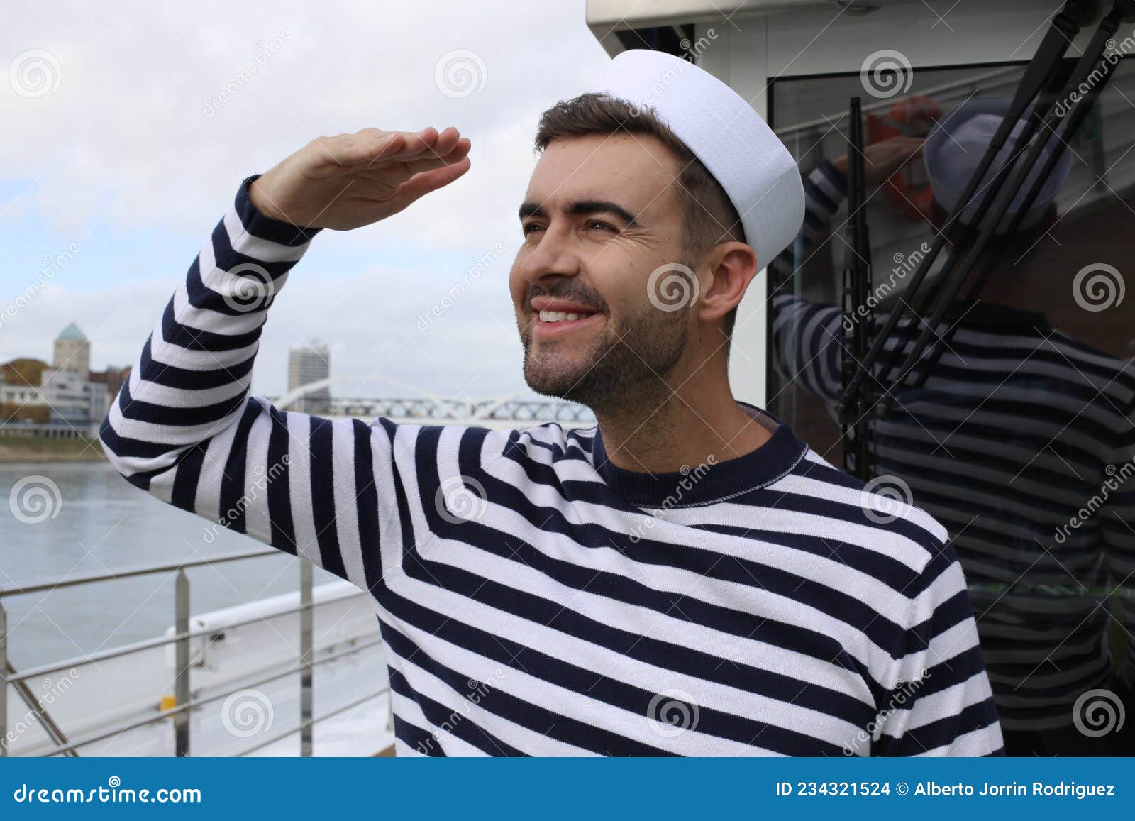 Sailor Looking at the Horizon in Deck Stock Photo - Image of cliff ...