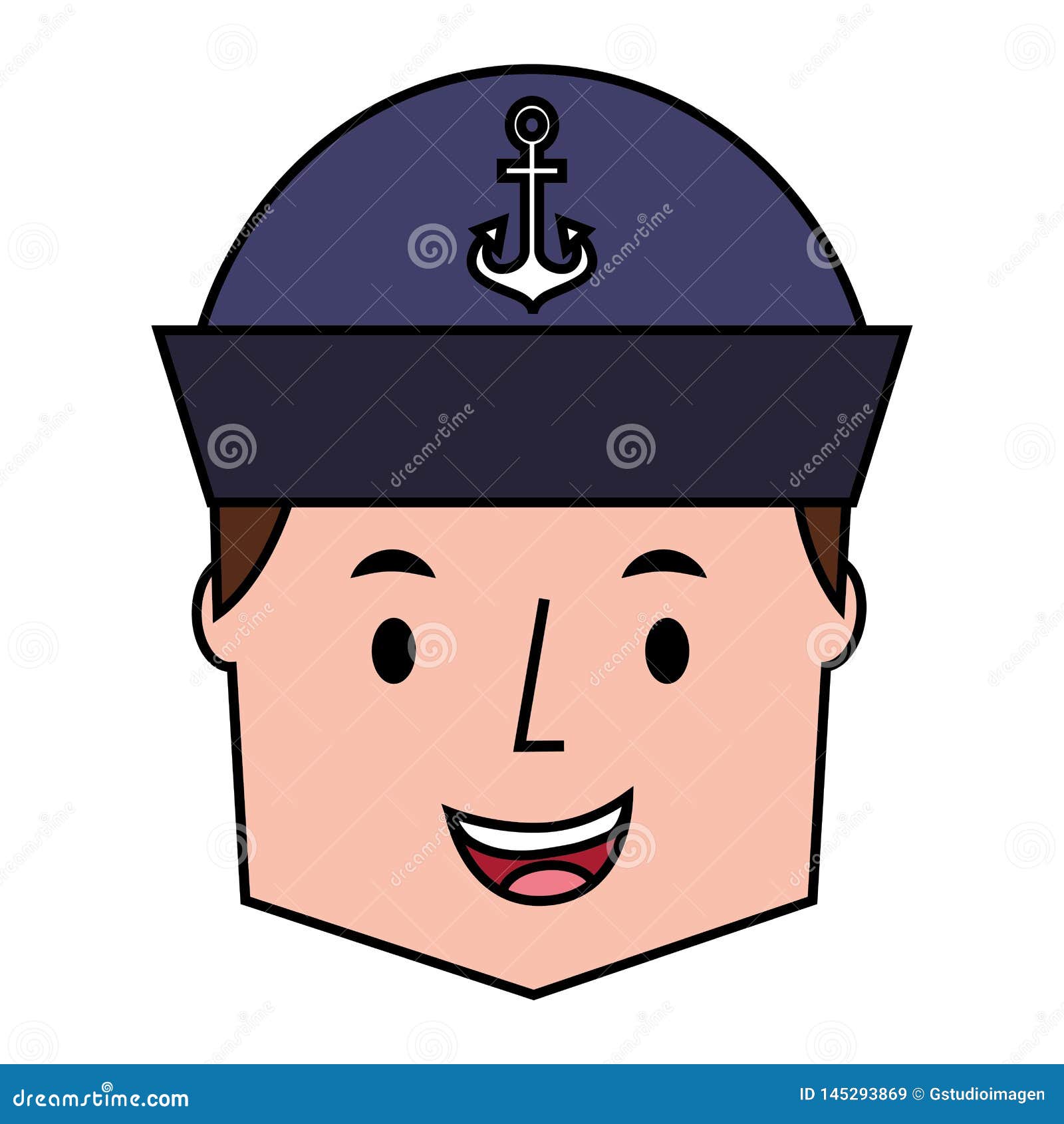 Sailor man face with cap stock vector. Illustration of retro - 145293869
