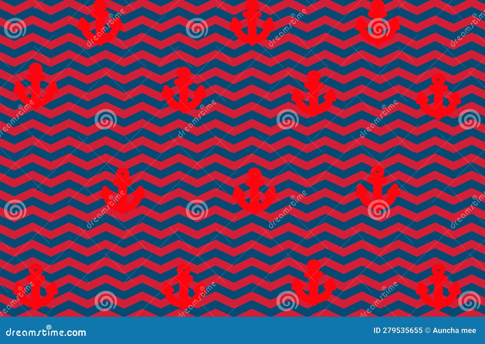 The Sailor Pattern with Red Anchor on Zigzag Background Stock Image ...