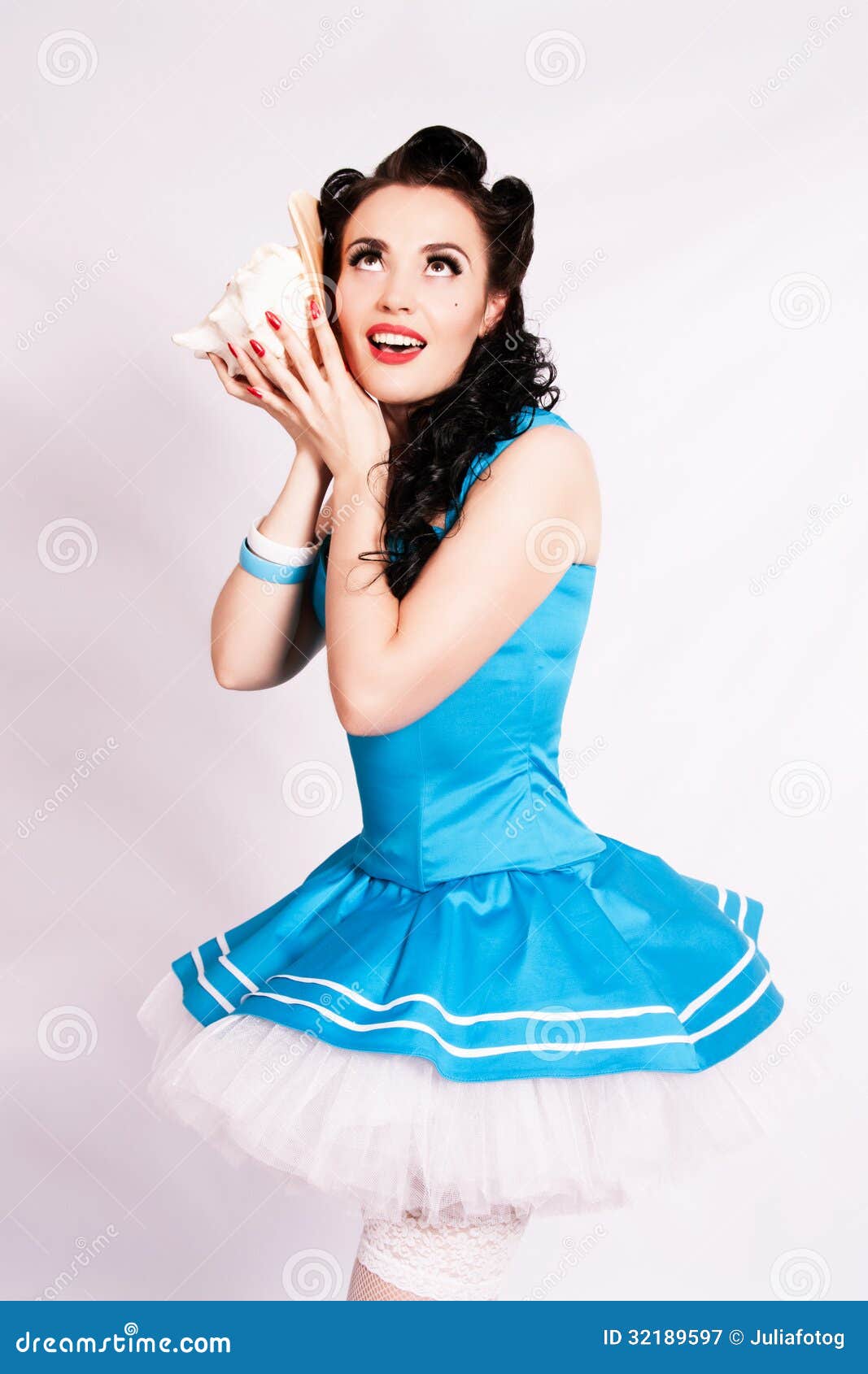 Sailor Pin Up Girl with a Shell. Stock Image - Image of black, retro ...