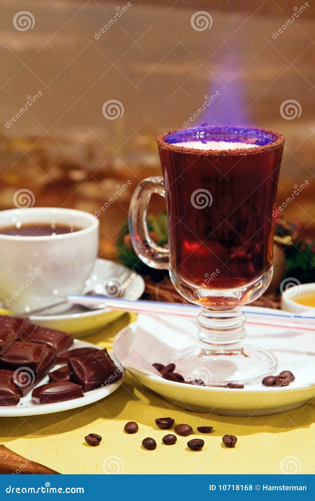 Sailor S Grog with Blue Flame Stock Photo - Image of background, liquid ...