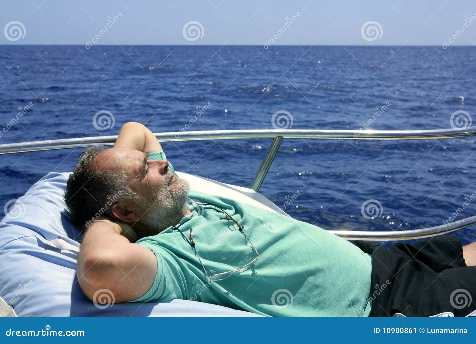 Sailor Senior Man Having a Rest on Summer Boat Stock Image - Image of ...
