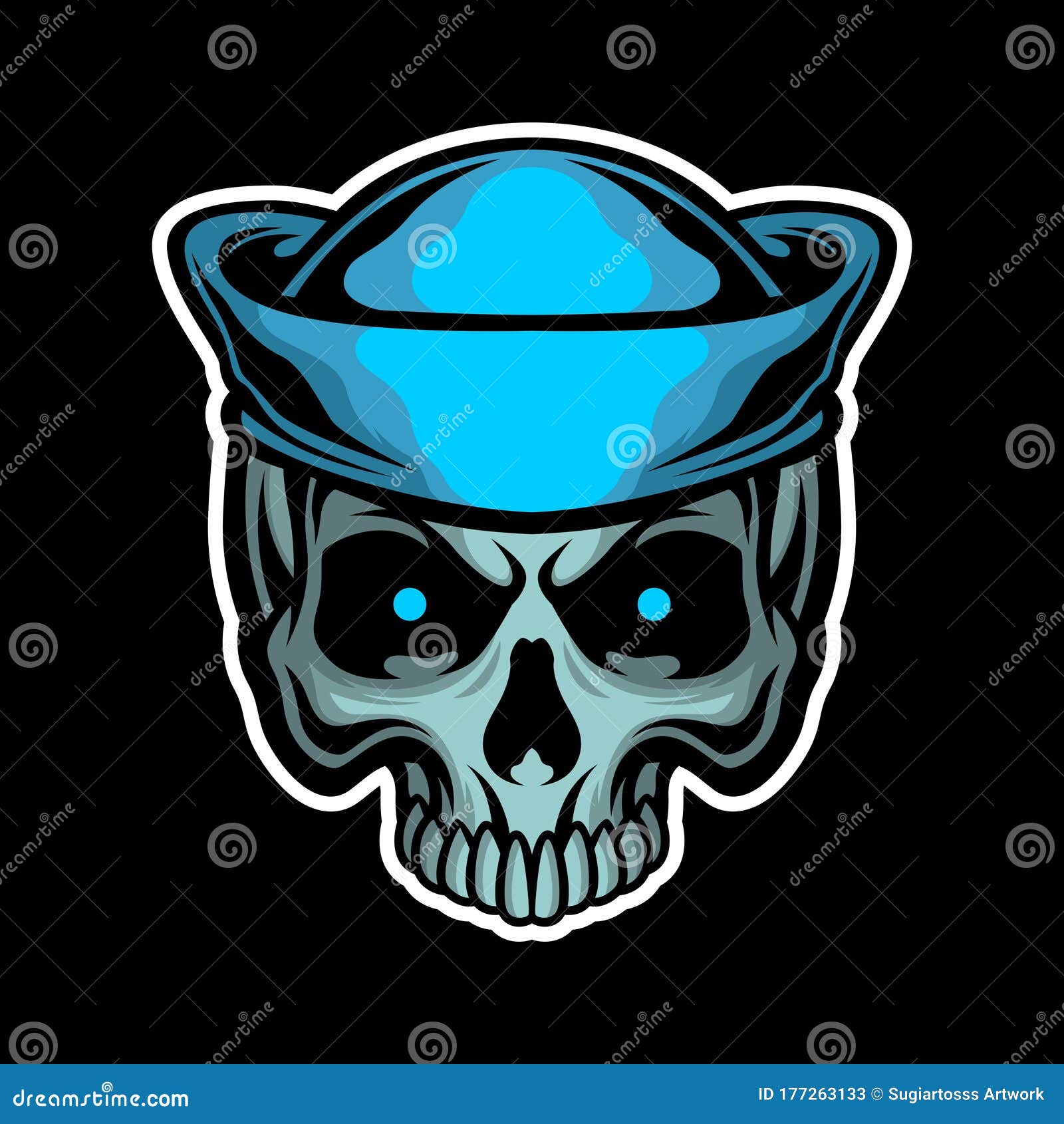Sailor skull vector stock vector. Illustration of human - 177263133