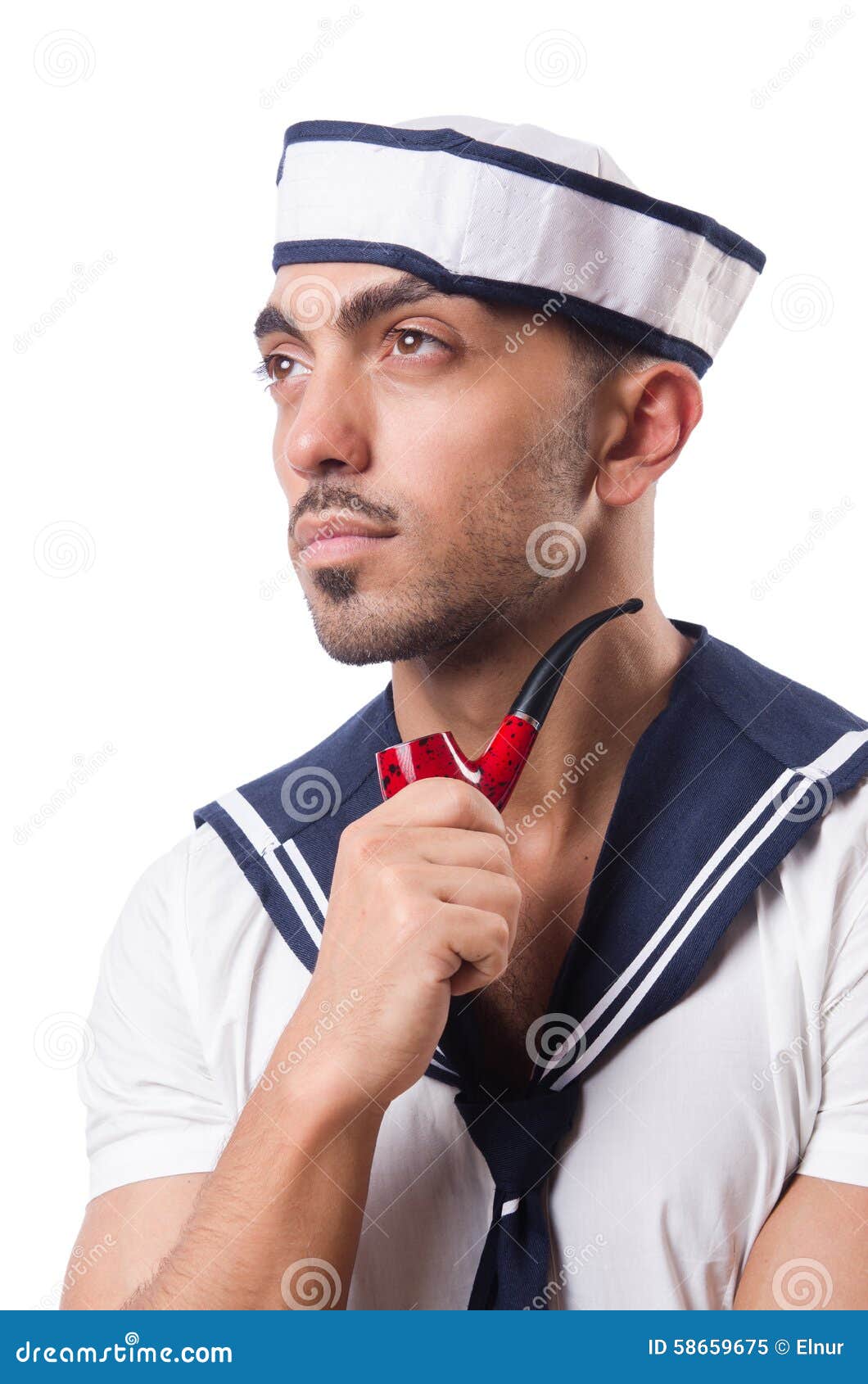 Sailor with Smoking Pipe Isolated Stock Image - Image of attractive ...
