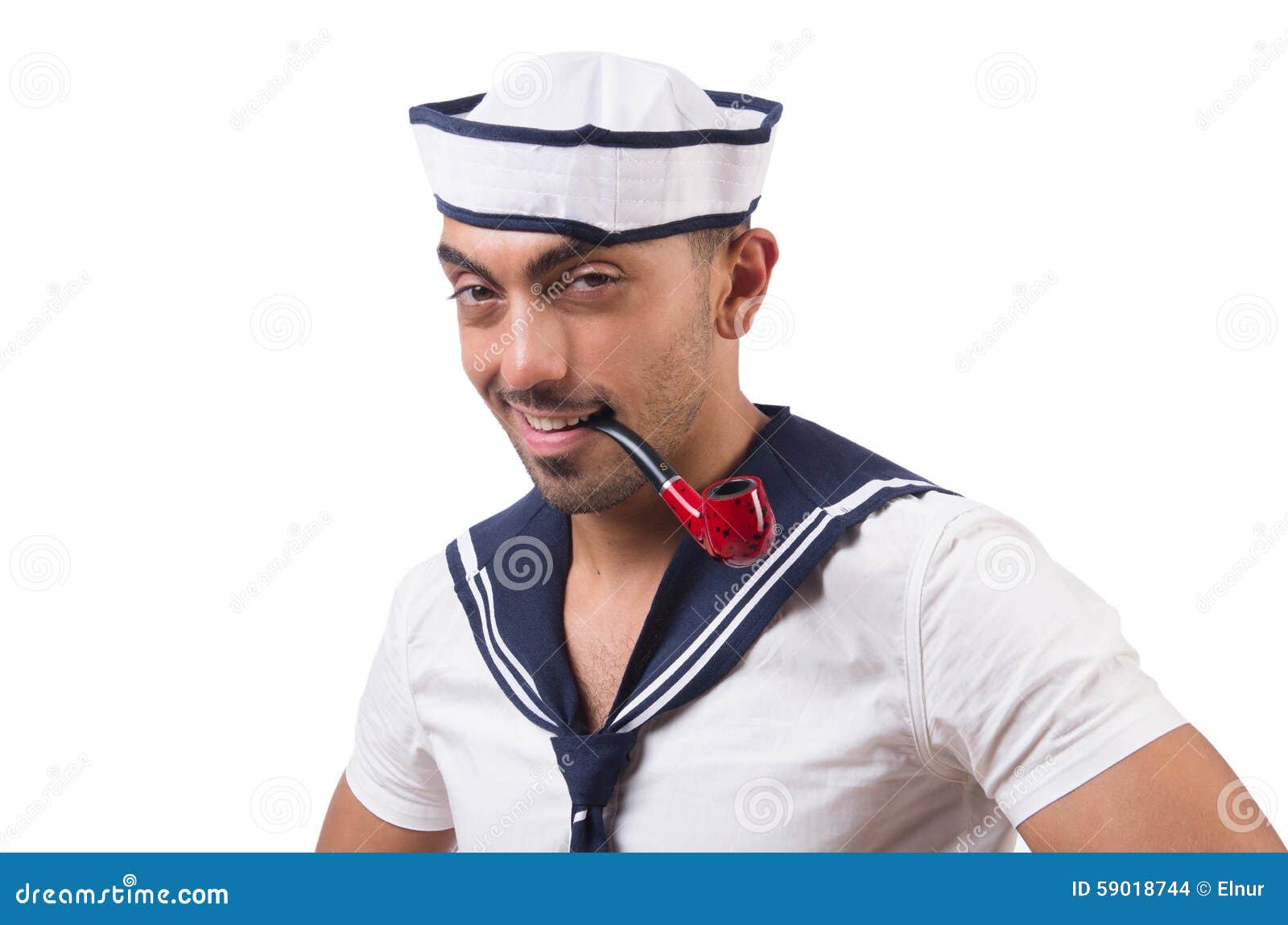 Sailor with Smoking Pipe Isolated Stock Photo - Image of funny, corsair ...
