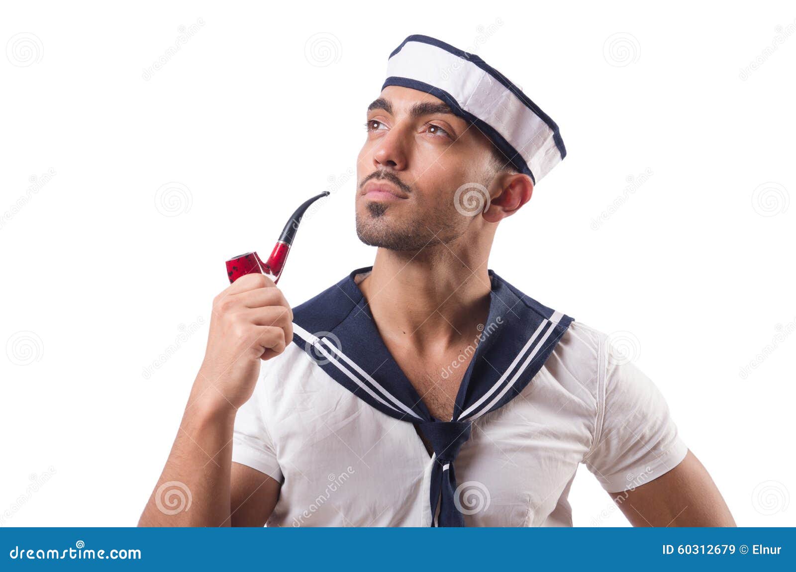 Sailor with Smoking Pipe Isolated Stock Image - Image of face, habit ...