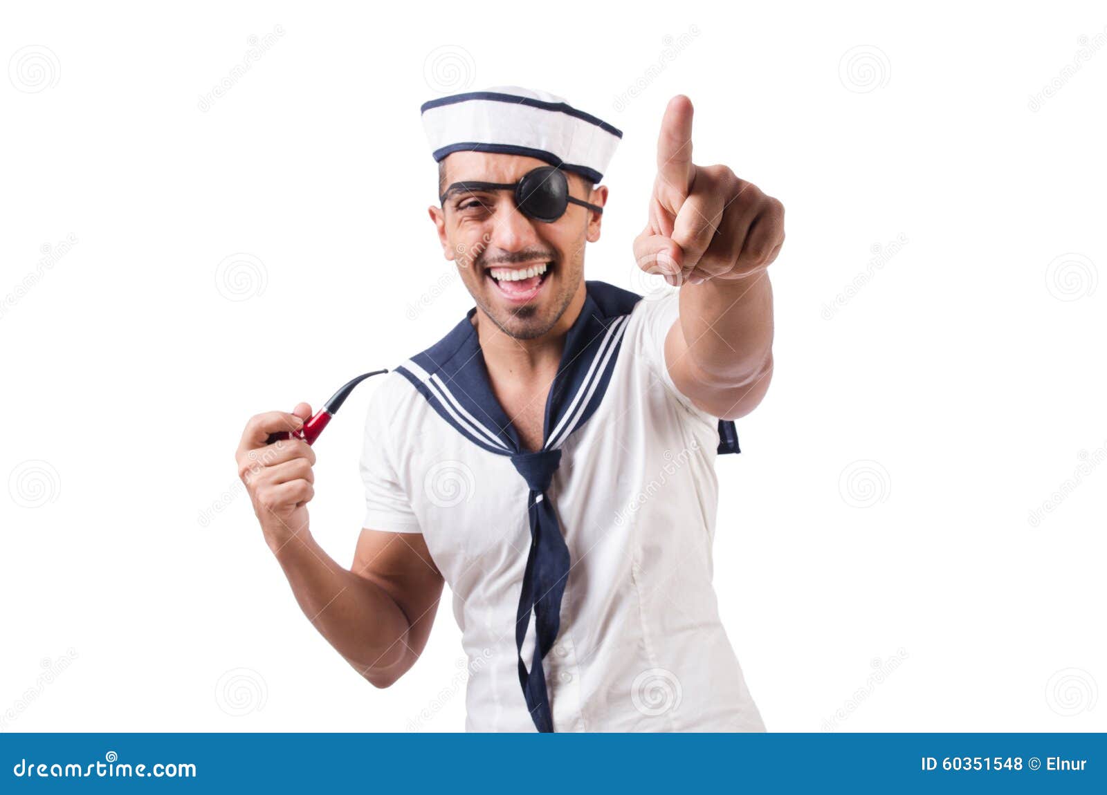 Sailor with Smoking Pipe Isolated Stock Photo - Image of comic, pipe ...