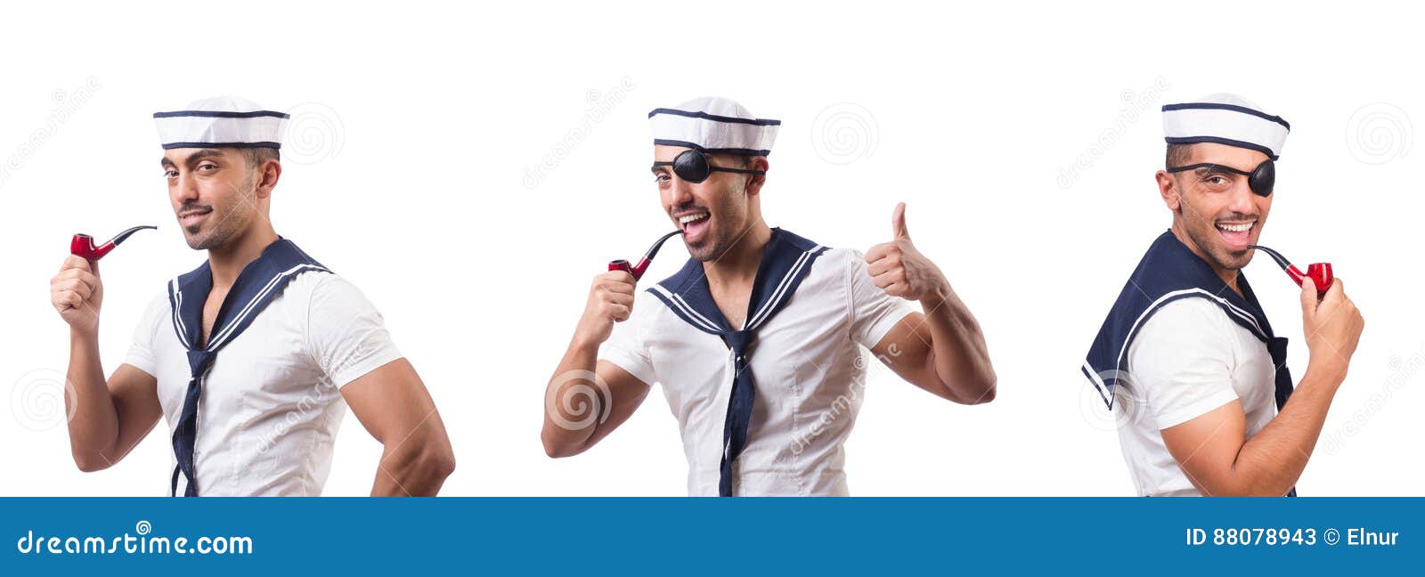 The Sailor with Smoking Pipe Isolated Stock Image - Image of montage ...