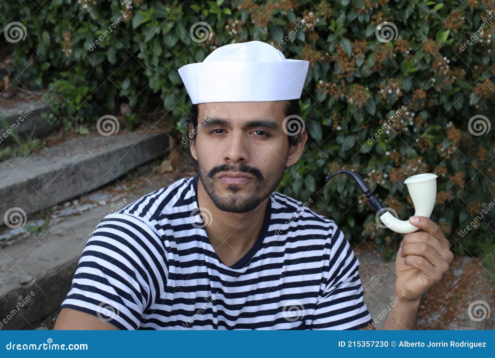 Sailor Smoking with Retro Pipe Stock Photo - Image of addict, facial ...
