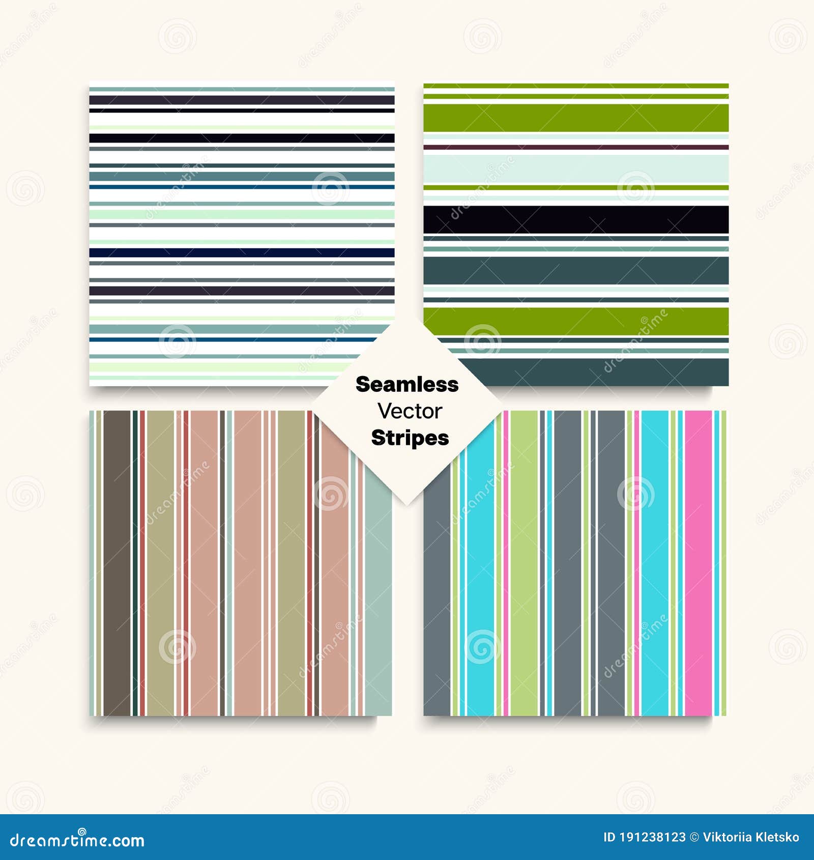 Sailor Stripes Seamless Texture Set. Elegant Stock Vector ...
