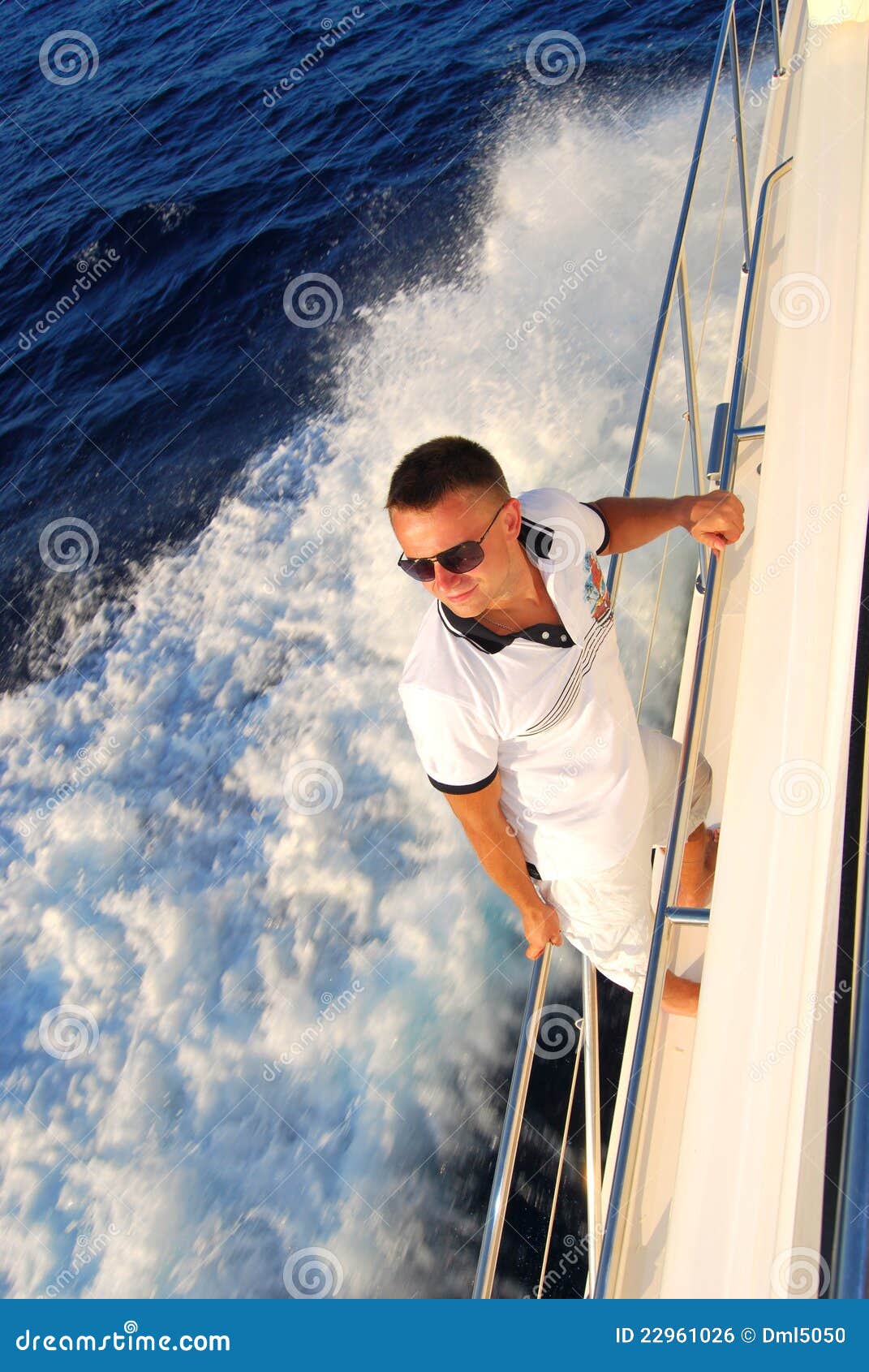 Sailor Vacation Sailboat Yacht Standing on a Deck Stock Photo - Image ...