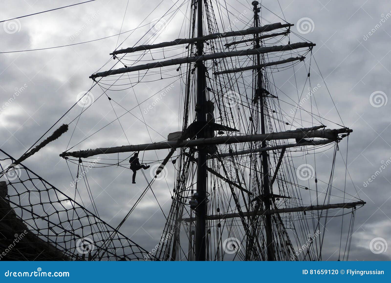 Sailors Working Aloft in the Rigging, Traditional Tallship Stock Photo ...