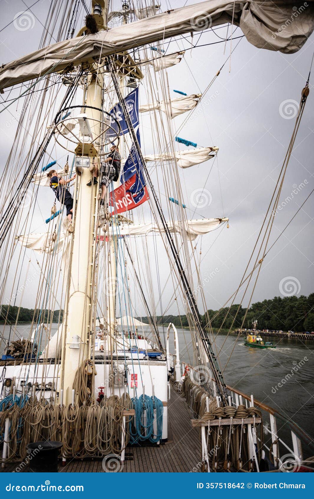 Sailors Working on the Rigging of a Tall Ship Stock Photo - Image of ...