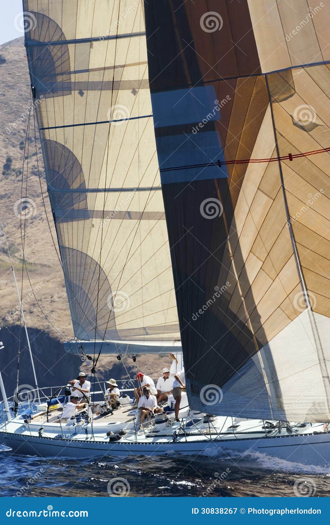 Sailors Working on Sailboat Stock Image - Image of male, patterned ...