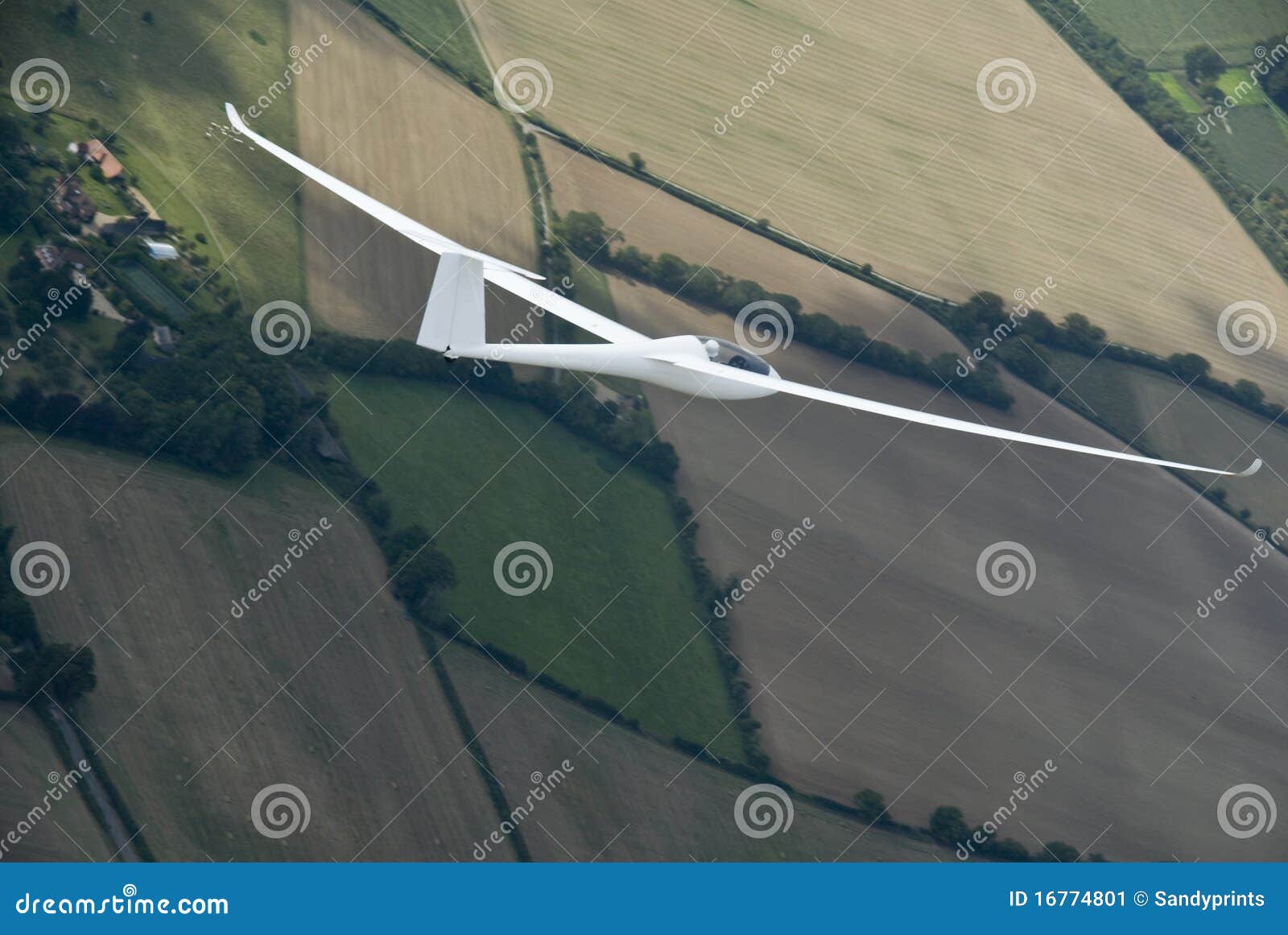 Sailplane Soaring Over Farmland. Stock Image - Image of green, rudder ...