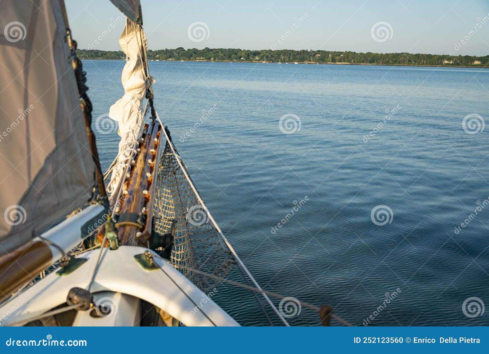 Sails Folded and Lashed To the Bow on the Atalntic Ocean in Maine Stock ...