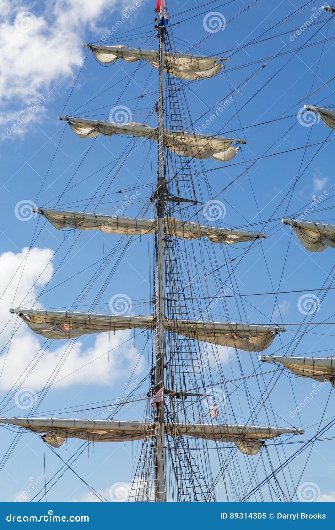 Sails Furled on Fore Mast stock image. Image of ship - 89314305