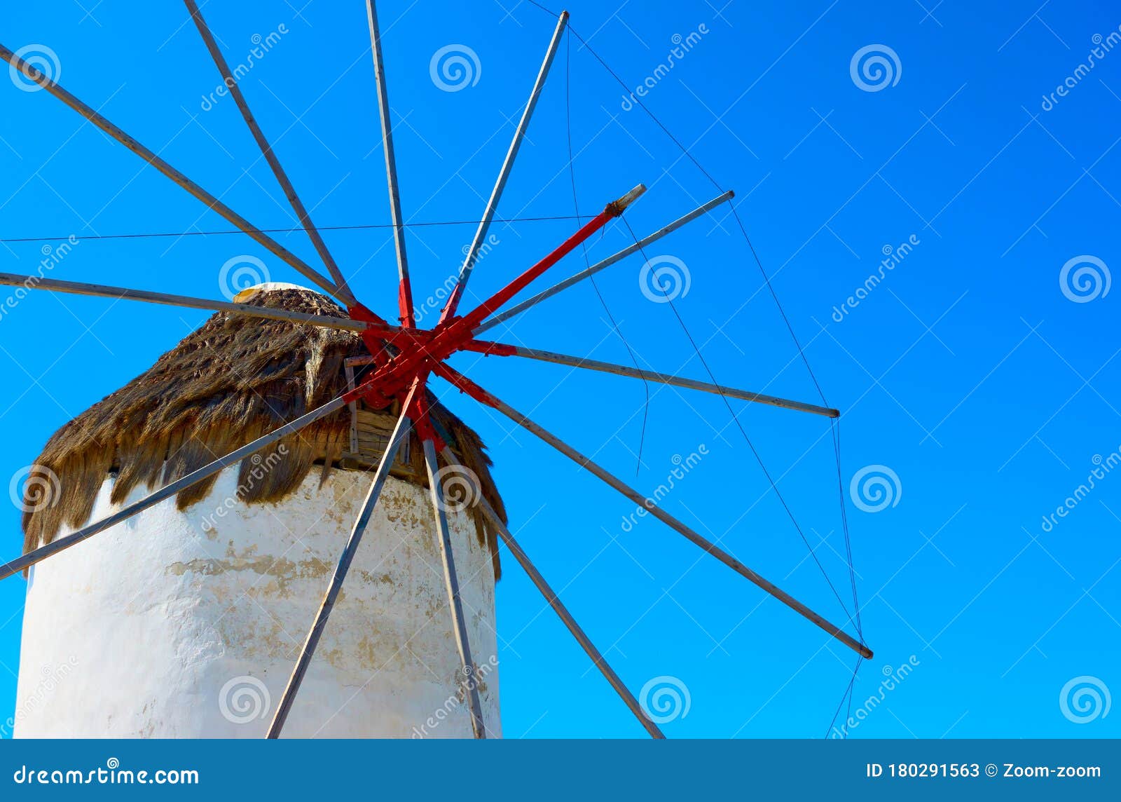 Sails of the Old Windmill in Mykonos Stock Image - Image of cloudless ...