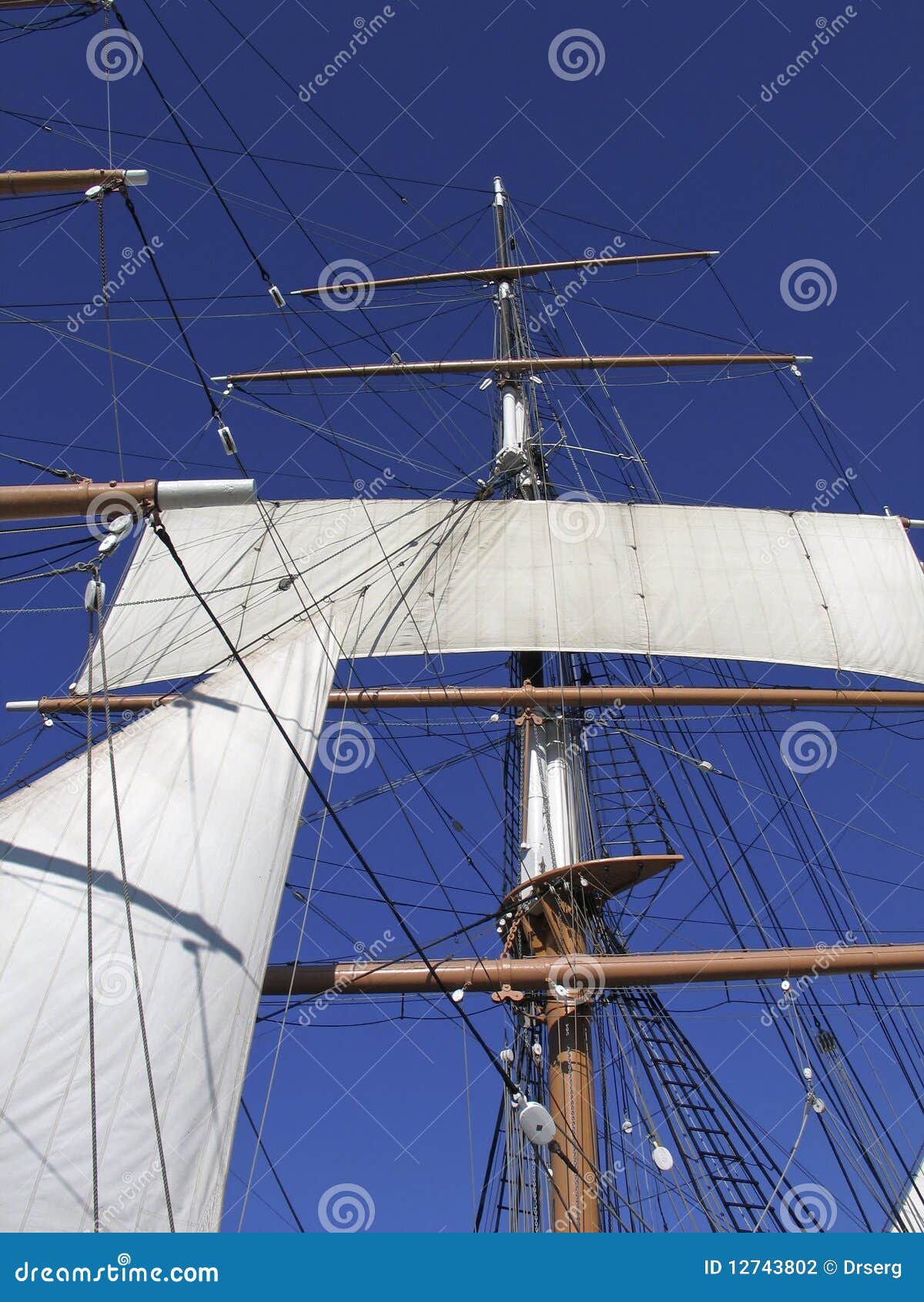 Sails and rigging on masts stock photo. Image of ladder - 12743802