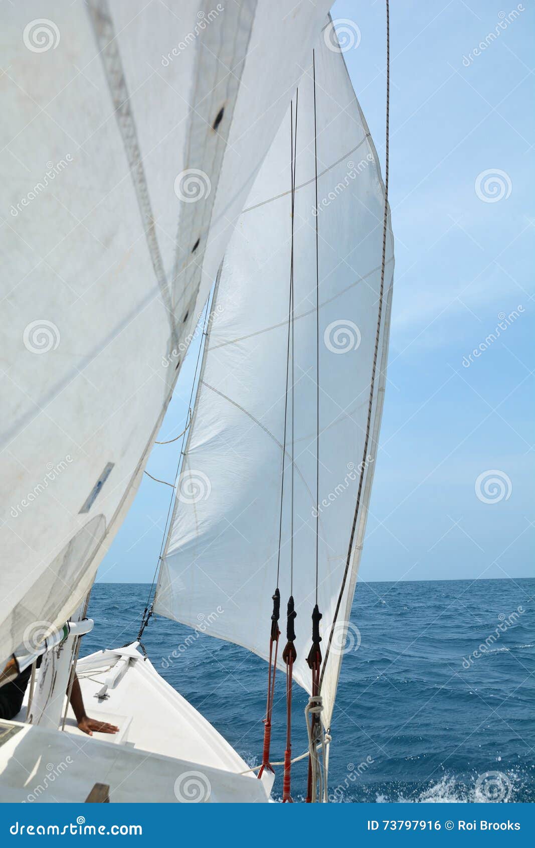 Sails on a sailboat stock photo. Image of sails, onboard - 73797916