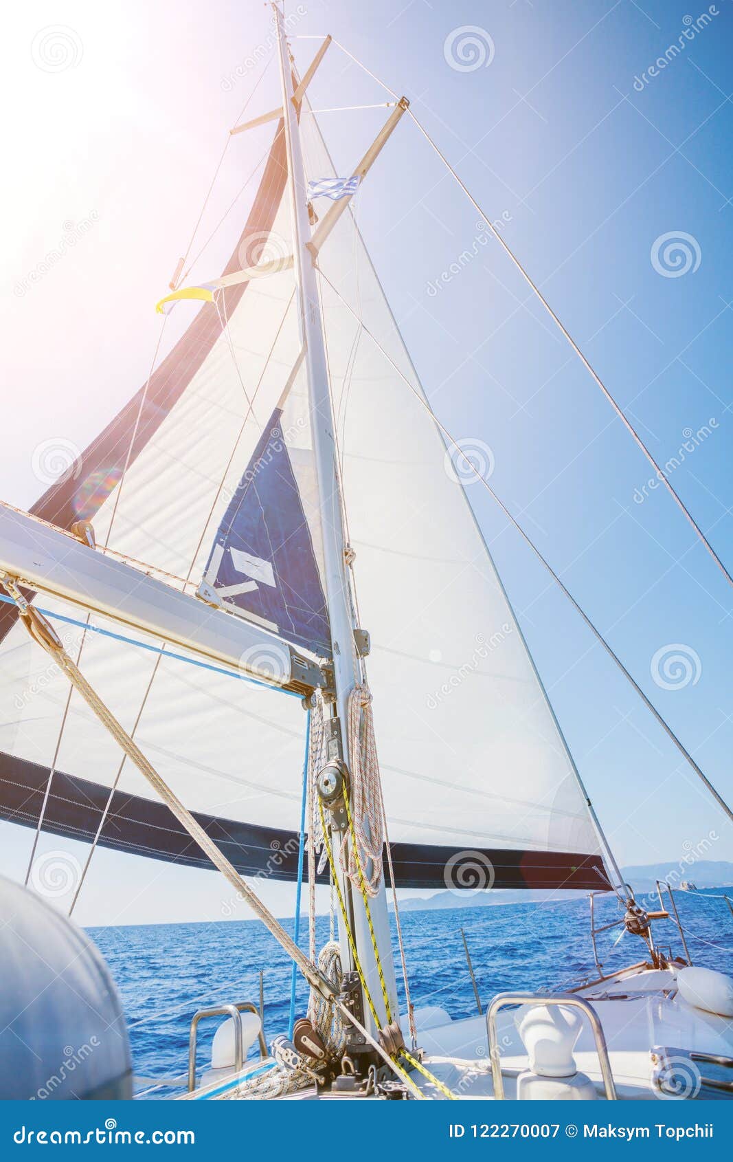 Sails of a Sailing Yacht in the Wind Stock Image - Image of boat, speed ...