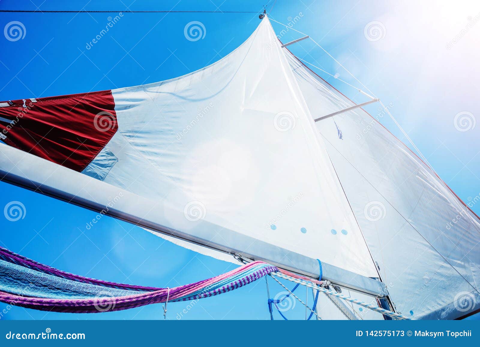 Sails of a Sailing Yacht in the Wind Stock Image - Image of sailor ...