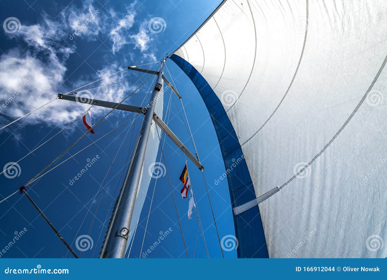 Sails of a Sailing Yacht in the Wind Stock Photo - Image of navigation ...