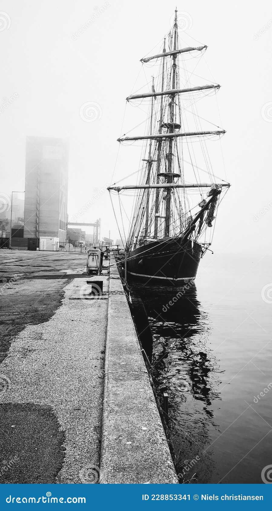 Sailship with Three Masts and Square Rigging Stock Image - Image of ...
