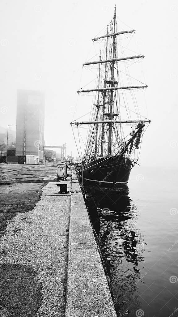 Sailship with Three Masts and Square Rigging Stock Image - Image of ...