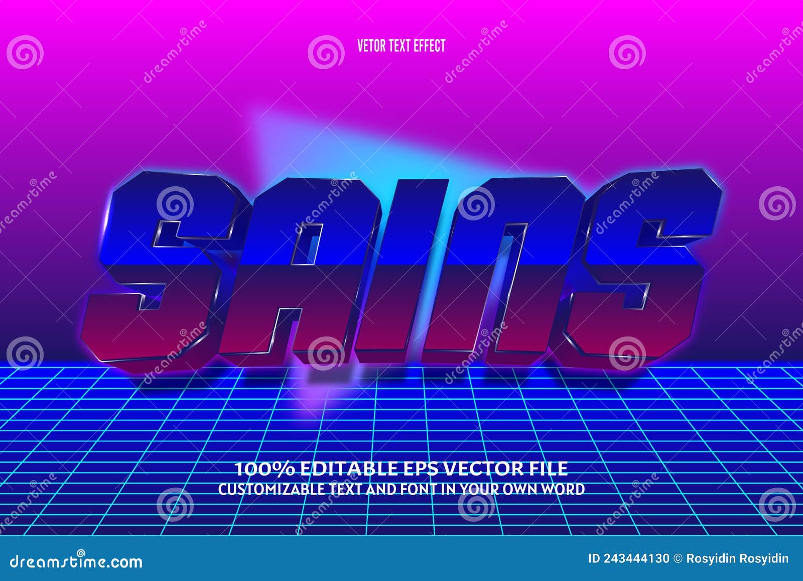 Sains Editable Text Effect 3 Dimension Emboss Retro Style Stock Vector ...