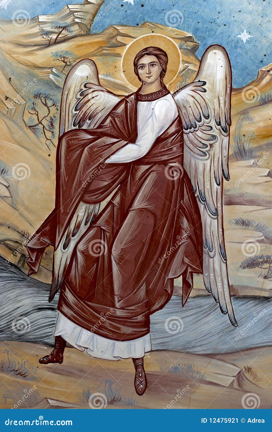 Saint Painting on a Church Wall Stock Image - Image of beautiful ...