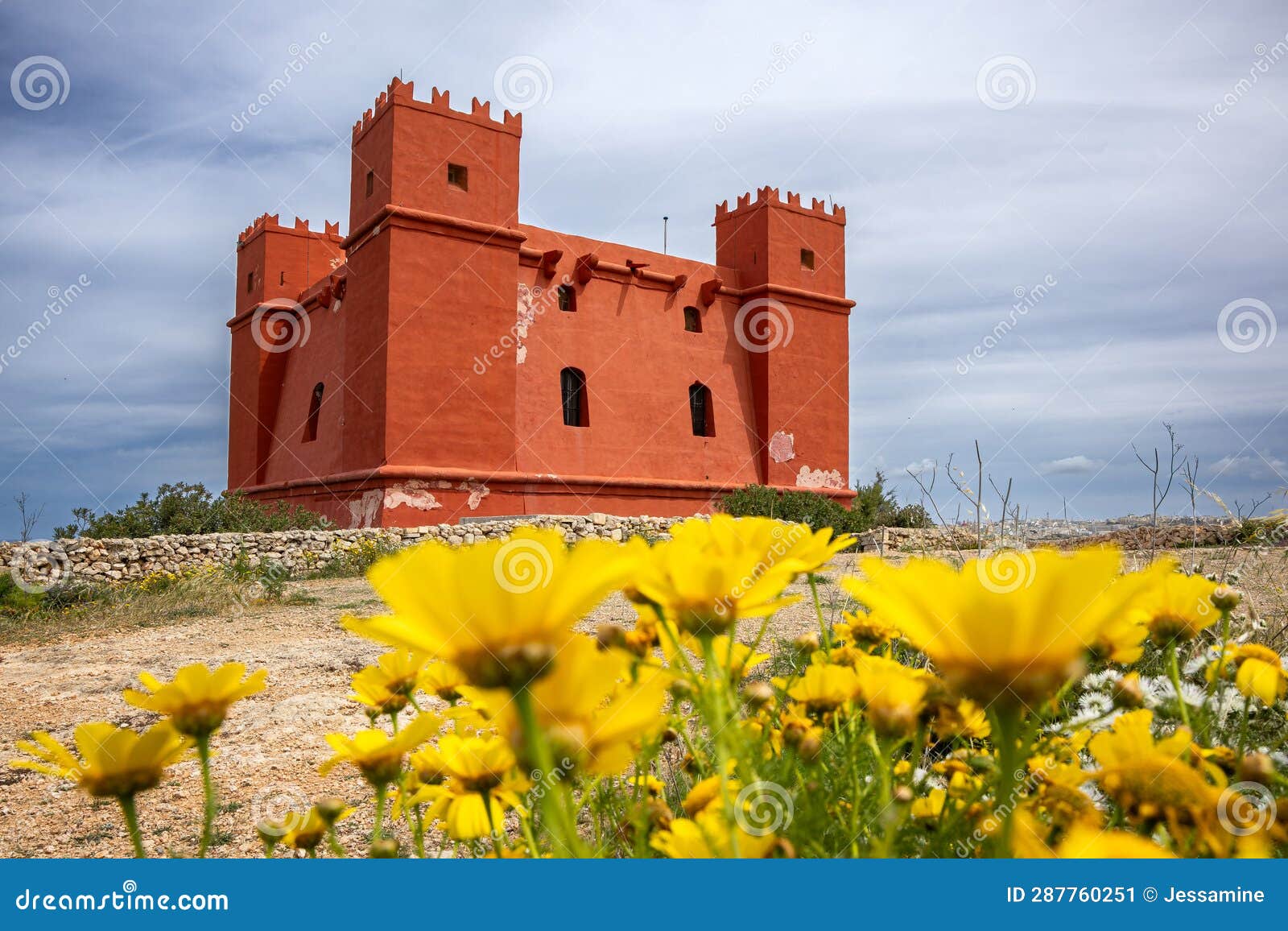 Saint Agatha S Tower in Malta Also Known As the Red Tower Stock Image ...