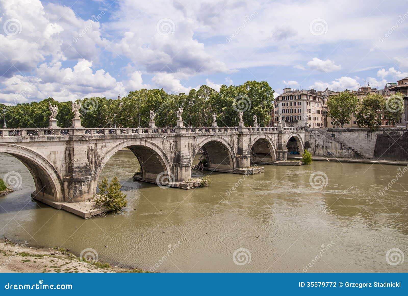 Saint Angel bridge stock photo. Image of span, cloud - 35579772