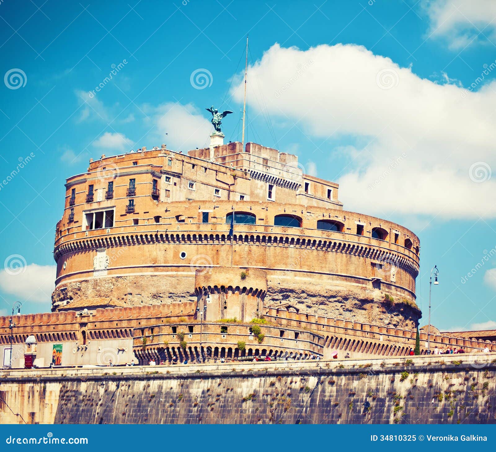 Saint Angel castle in Rome stock image. Image of pillars - 34810325