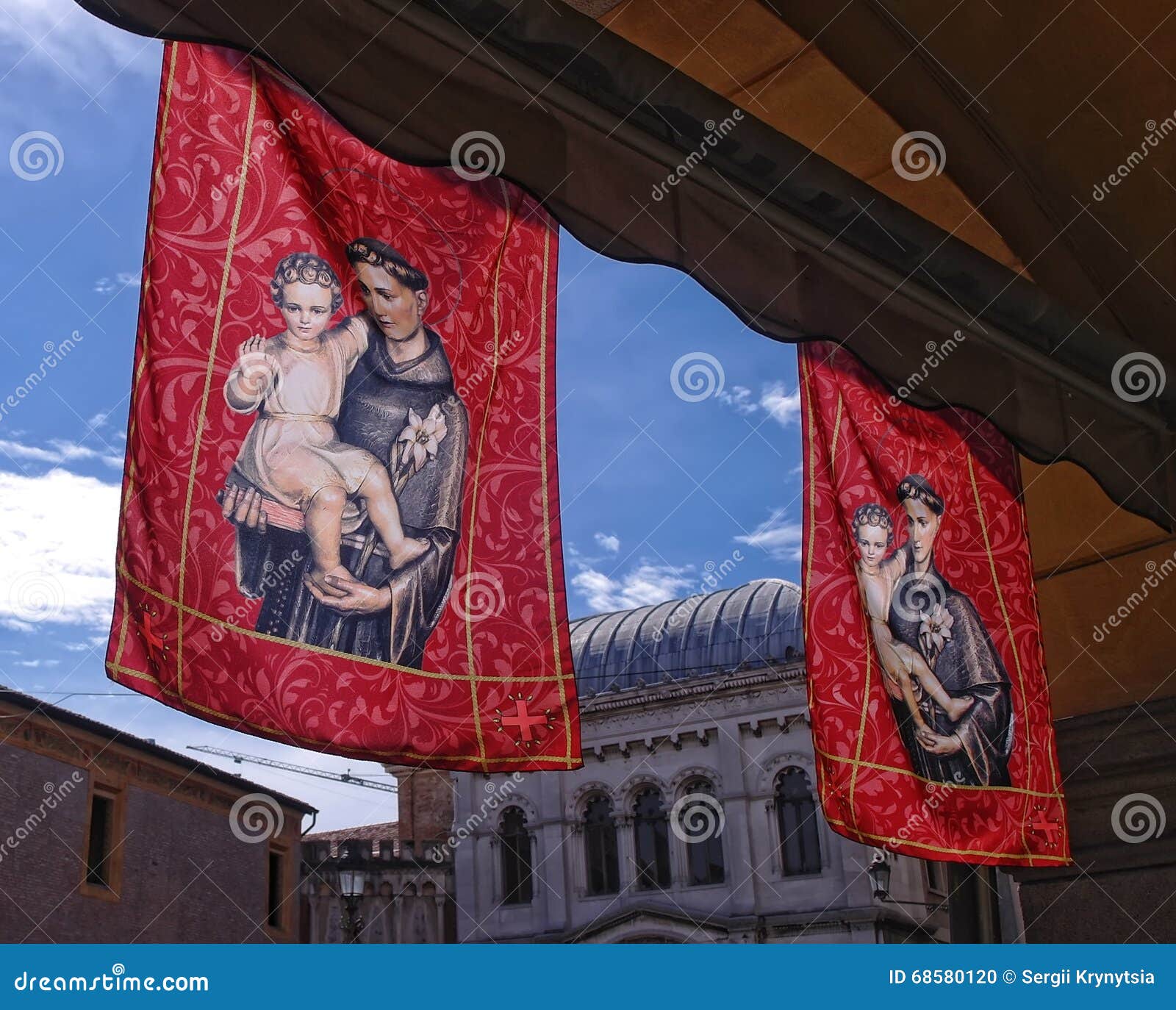 Saint Anthony of Padua Banners Stock Photo - Image of city, church ...
