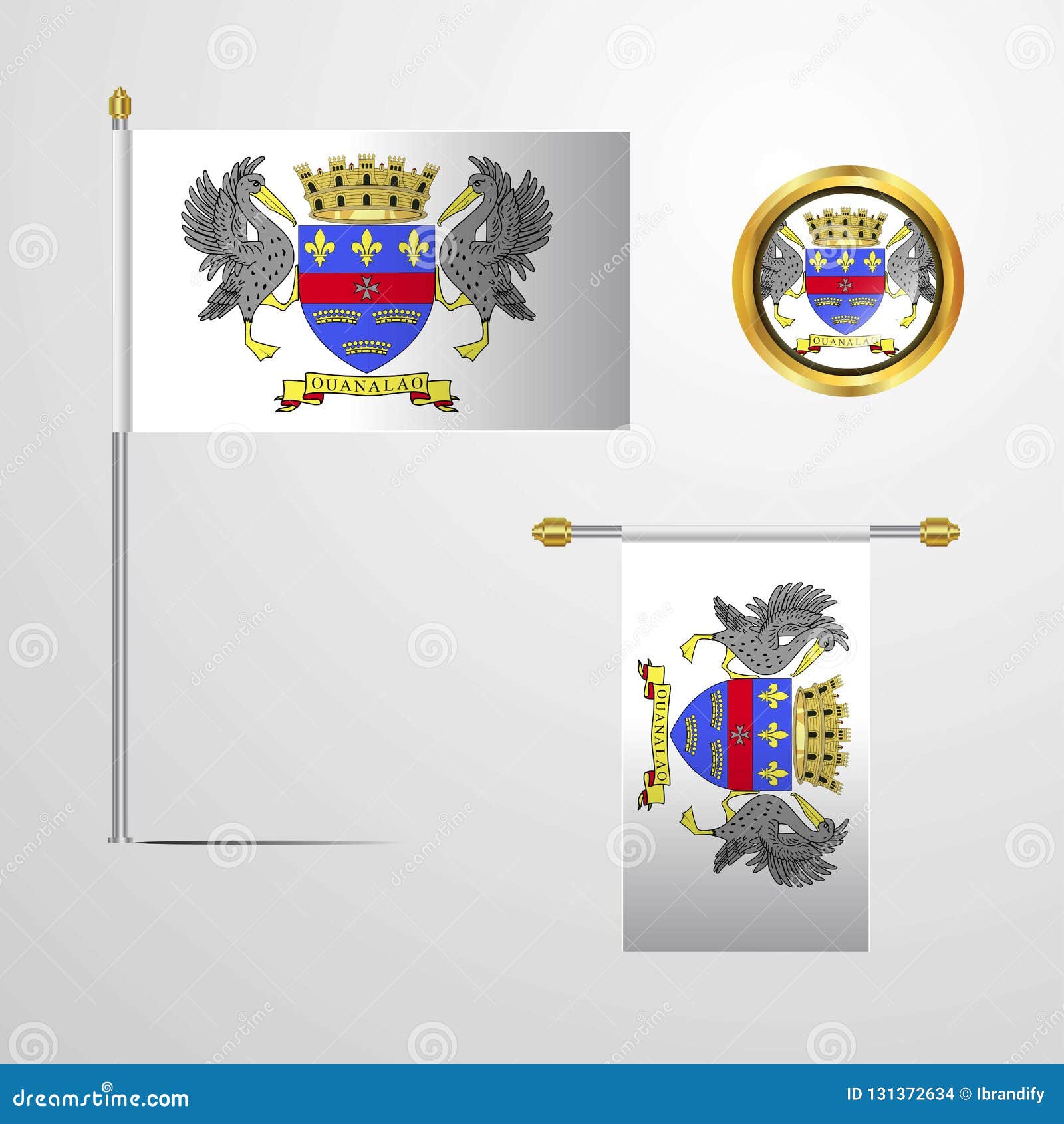 Saint Barthelemy Waving Flag Design with Badge Vector Stock Vector ...