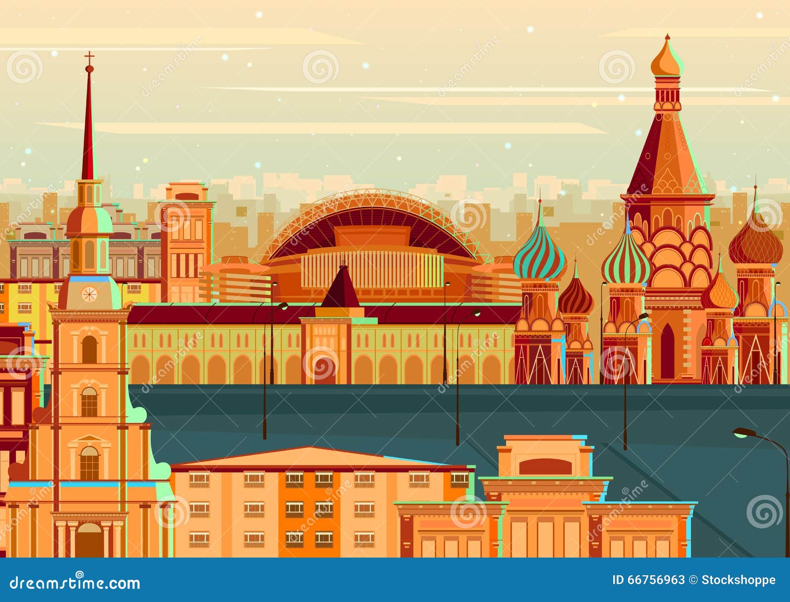 Saint Basil Cathedral Moscow Cartoon Vector | CartoonDealer.com #7577703